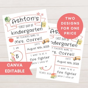 First and Last Day of School Customizable Signs | Editable Back to ...
