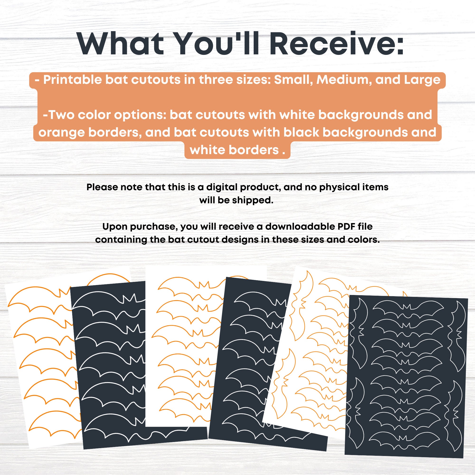 Bat Cutouts Printable Decor | Paper Bats Wall Hangings | Halloween DIY ...