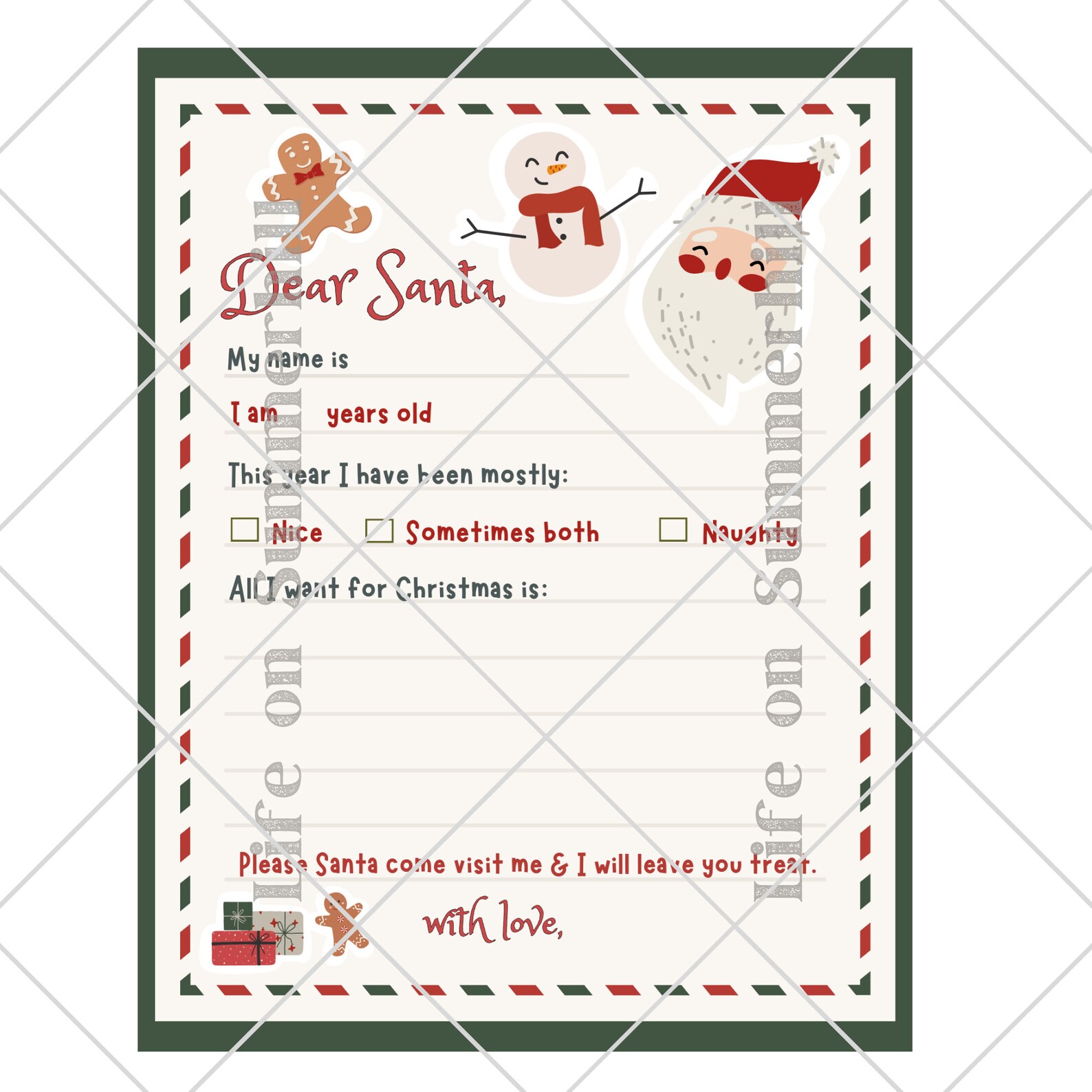 Letter to Santa Printable Templates Christmas Letter and Envelope for ...