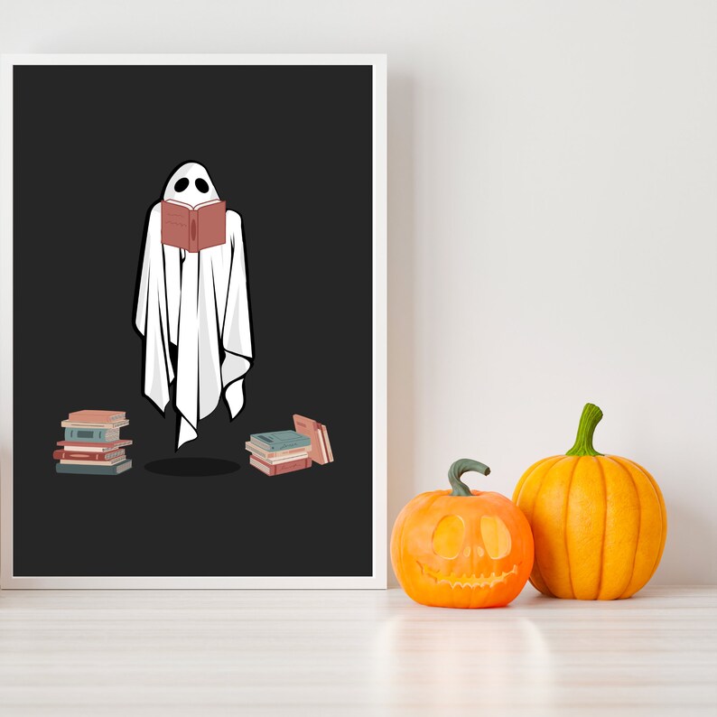 Ghost Reading a Book Funny Halloween Wall Art Printable PDF Halloween ...