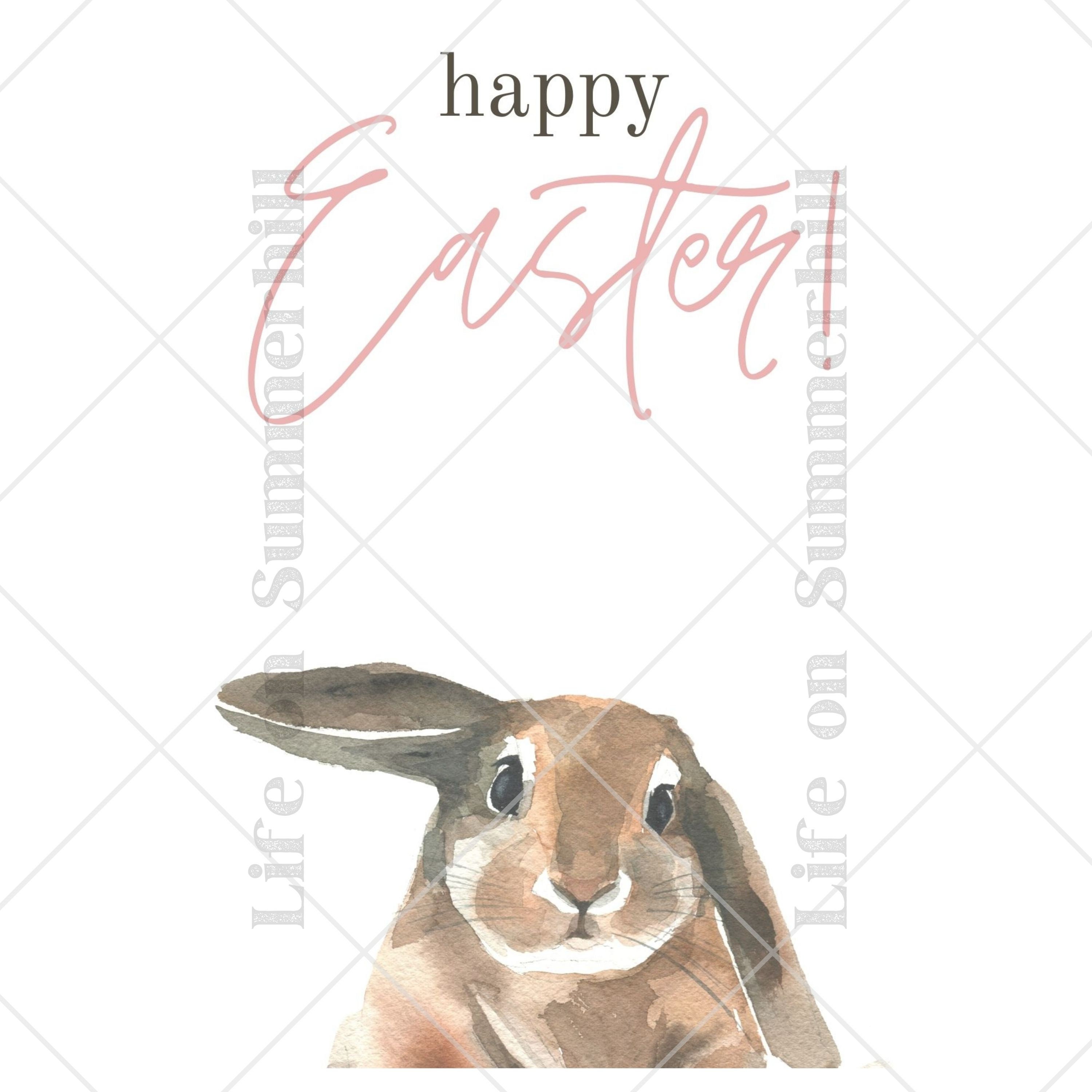 Happy Easter Watercolor Bunny Cute Rabbit Wall Art Spring Home Decor ...