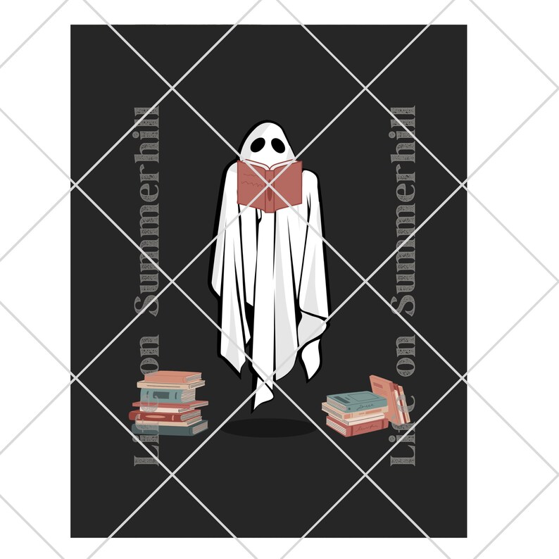 Ghost Reading a Book Funny Halloween Wall Art Printable PDF Halloween ...