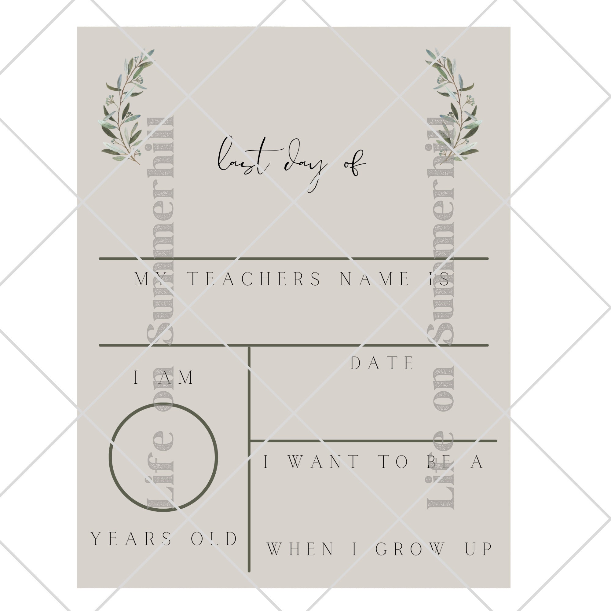 First Day and Last Day of School Sign Printable Fillable Student Name ...