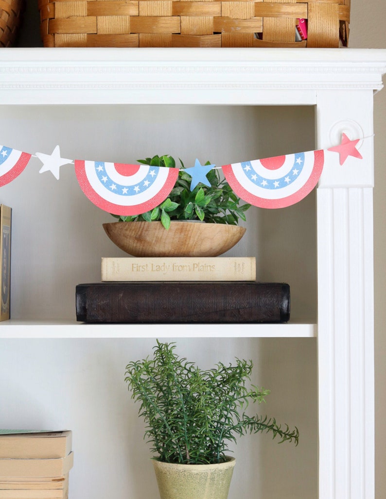 DIY Patriotic Garland Printable | 4th of July Banner Decor | Retro ...
