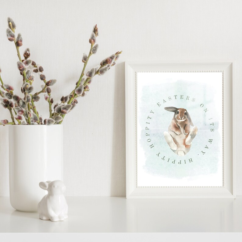Hippity Hoppity Easter's on Its Way Watercolor Bunny Rabbit Nursery ...