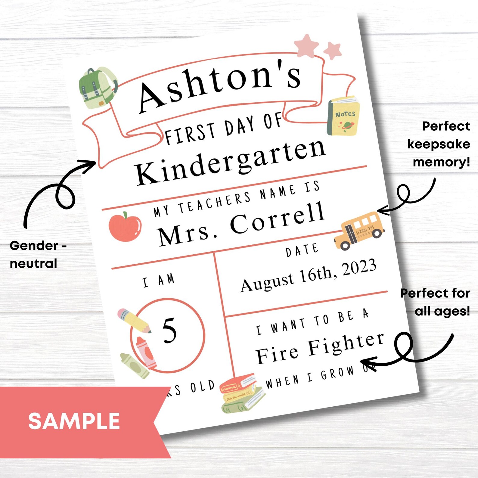 Editable Back to School Sign Fillable Name Sign for Students White ...