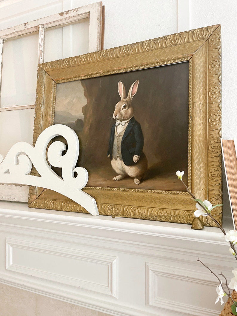 Anthropomorphic Rabbit Painting, Set of 5 Apprentice Bunny Wall Art ...