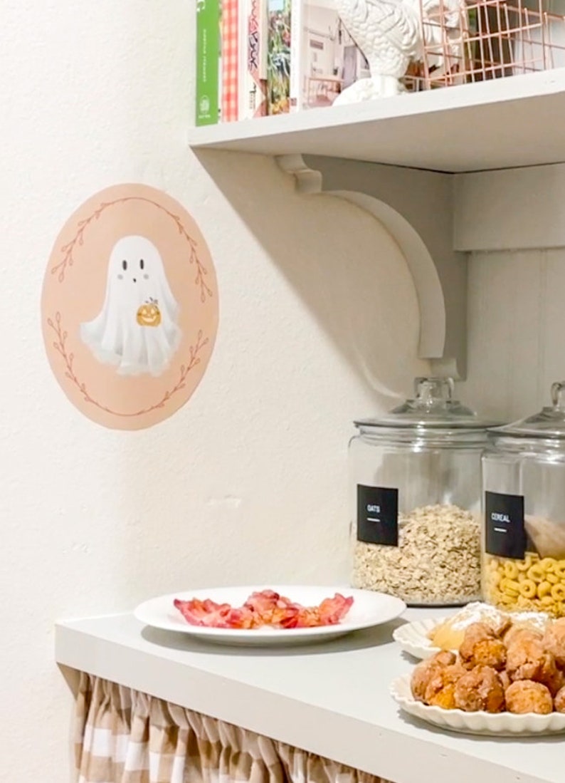 Vintage Pastel Ghost Art Printable Pink Halloween Decor Retro Pastel ...