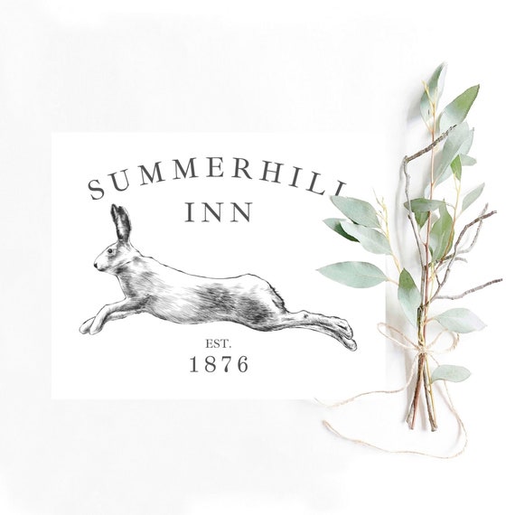 Custom Vintage Bunny Rabbit Inn Sign Digital Wall Art - Etsy
