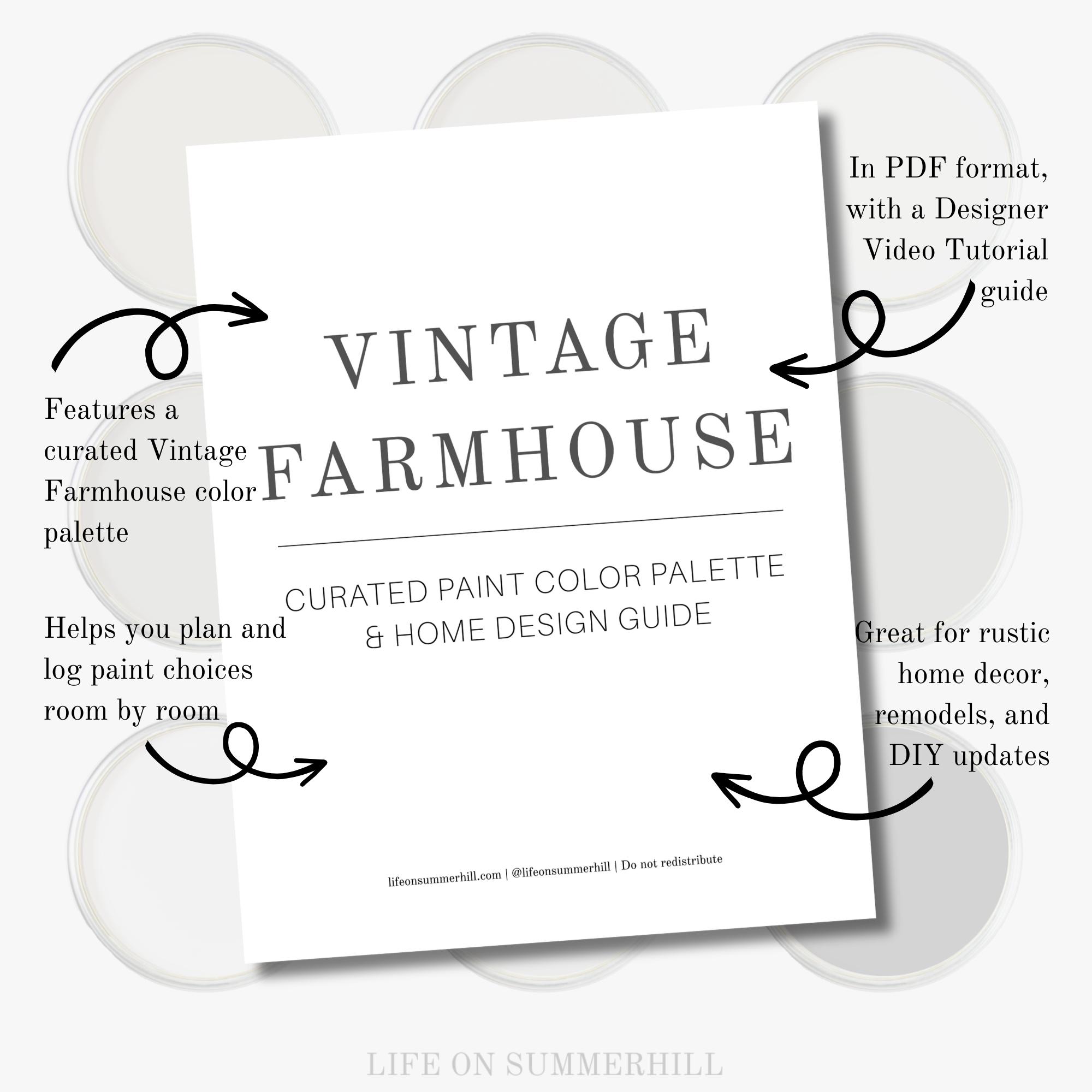 Vintage Farmhouse Paint Palette and Guide Printable, Sherwin Williams ...