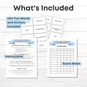 Charades Printable Game | 100+ Fun Words and Actions Included ...