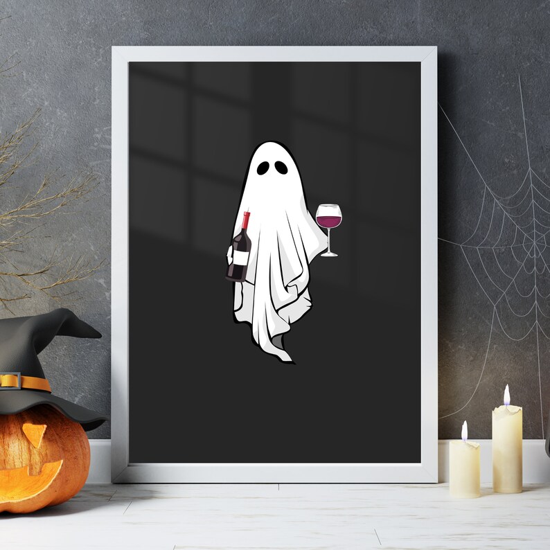 Elegant Ghost Wine Wall Art Printable | Vintage Ghost Wine Poster ...
