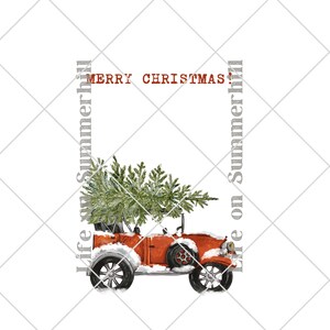 Merry Christmas Printable Xmas Decoration Wall Art Vintage Car With ...