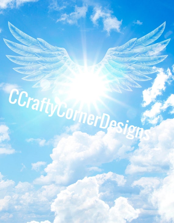 Wings in clouds with the Sun Background RIP Backgrounds | Etsy