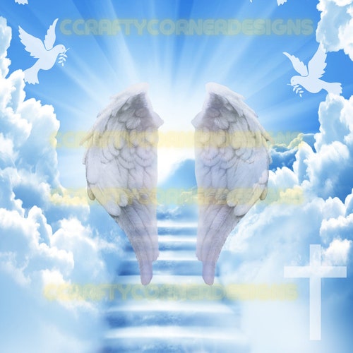 Staircase in the Clouds With Wings and Doves Death - Etsy