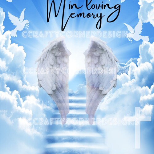 In Loving Memory Background With Wings Clouds Stairs Doves - Etsy