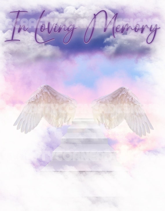 In Loving Memory Background With Wings Clouds and Stairs - Etsy