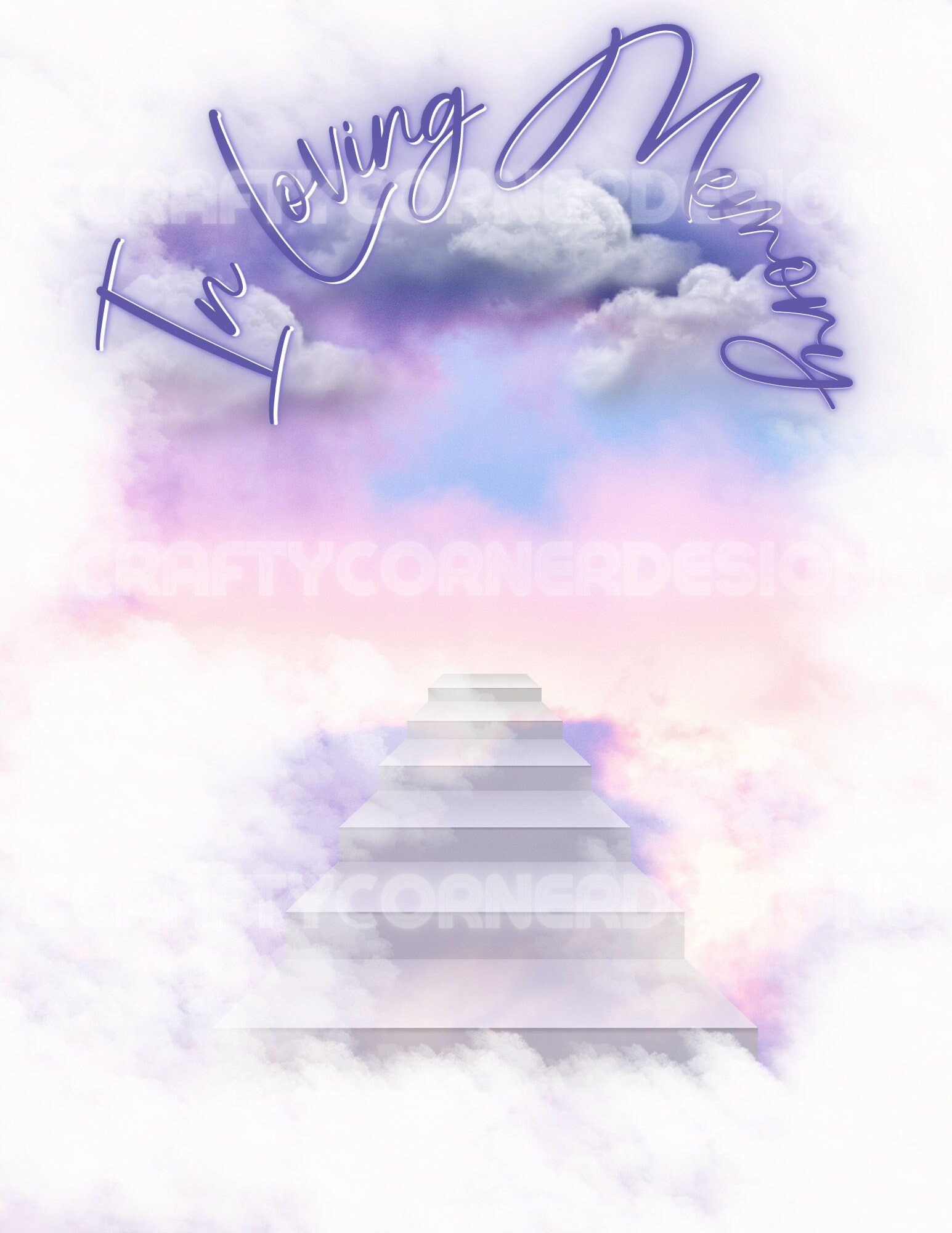 In Loving Memory Pink and Purple Clouds2 Background Only No - Etsy Canada