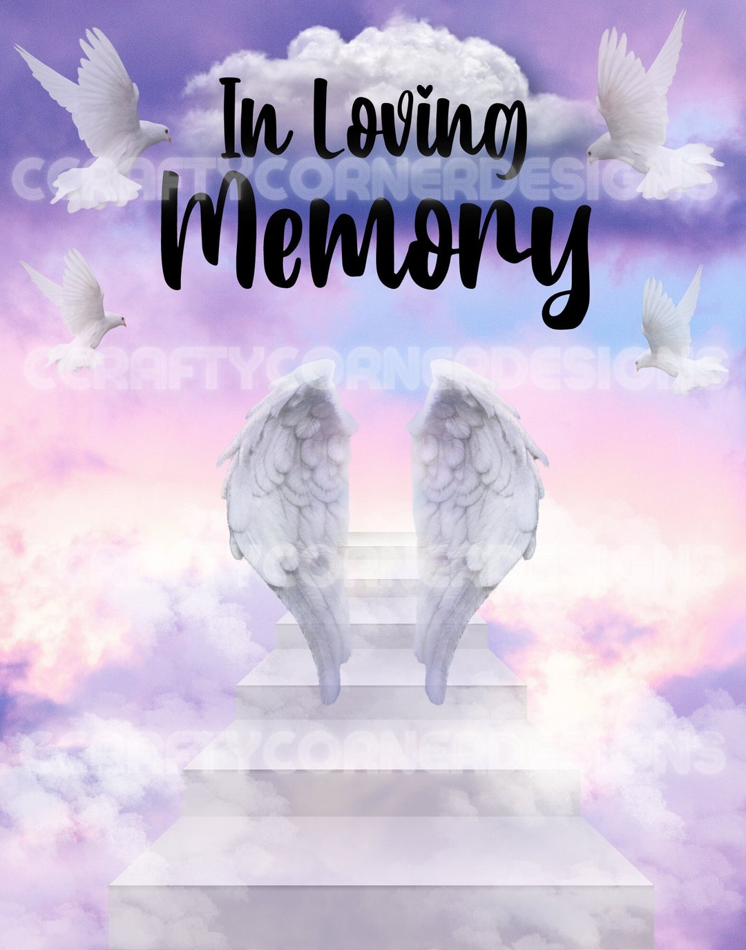 In Loving Memory Pink and Purple Clouds Background Only - No Photo ...