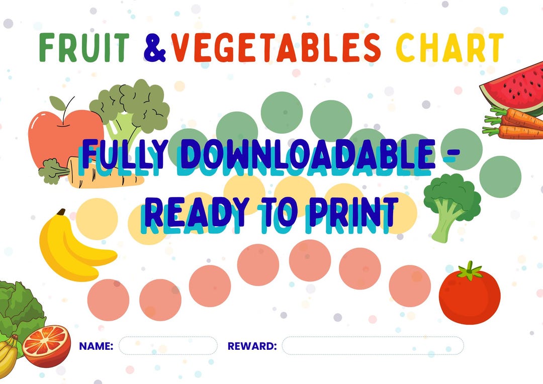 Vegetable Reward Chart Printable | Kids Healthy Eating Tracker (instant ...