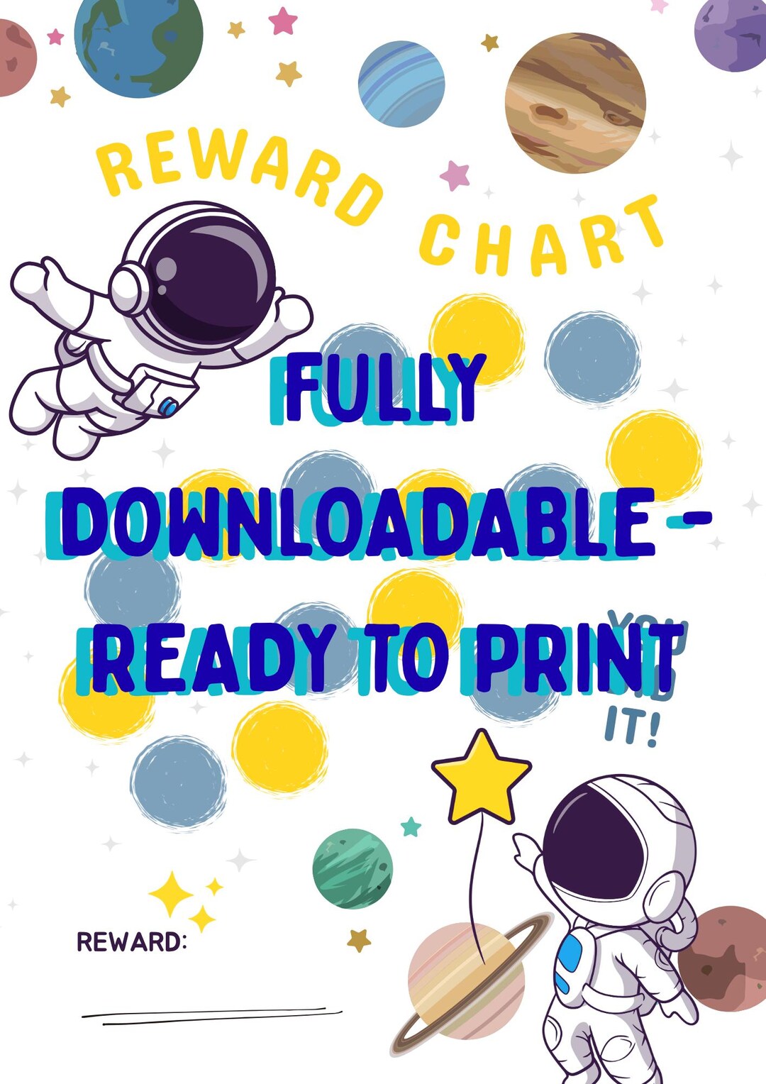 Astronaut Reward Chart | Kids Positive Behavior Tracker (instant ...