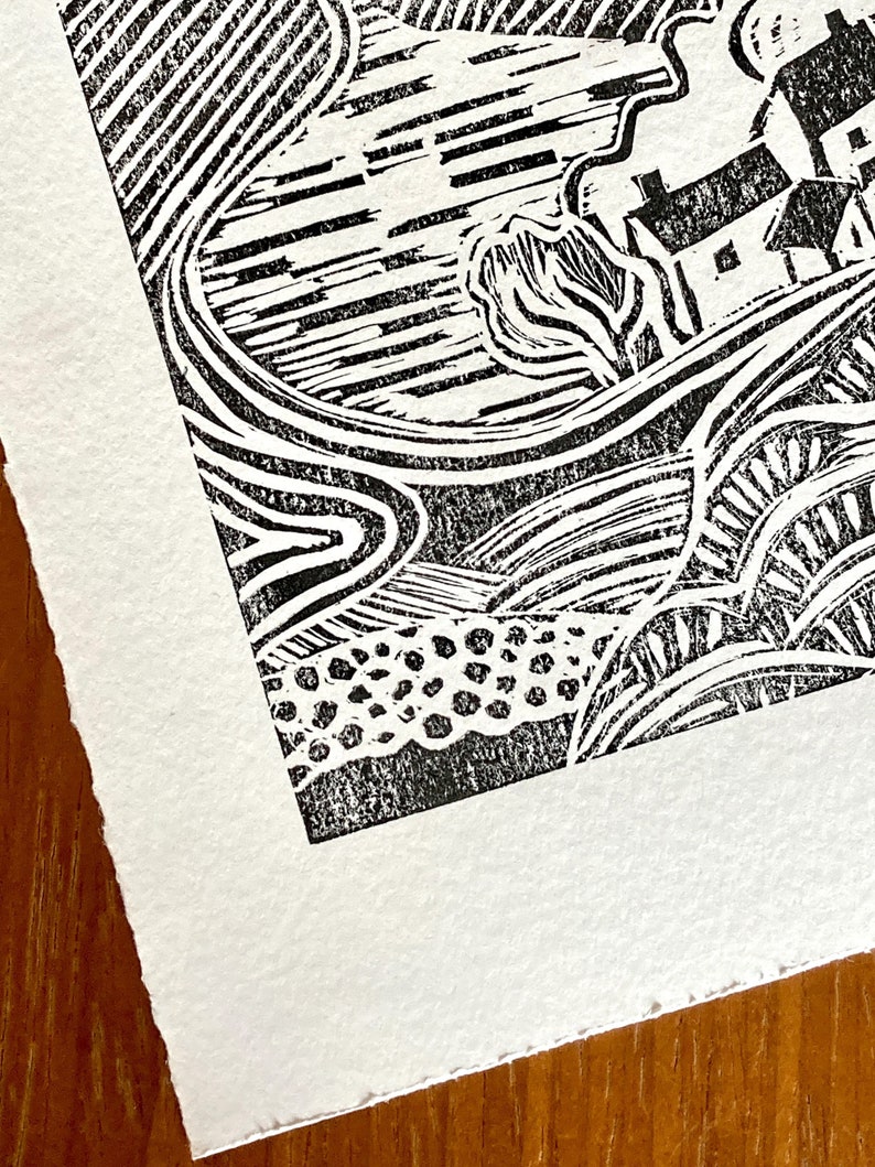 Natural Landscape A5 Linocut Print - Etsy