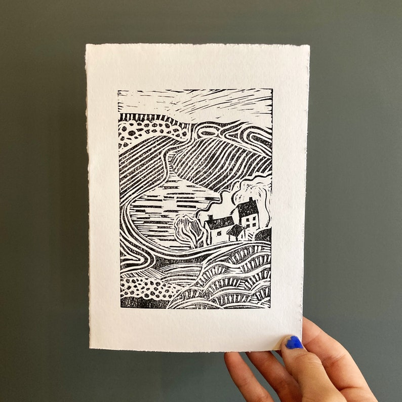 Natural Landscape A5 Linocut Print - Etsy