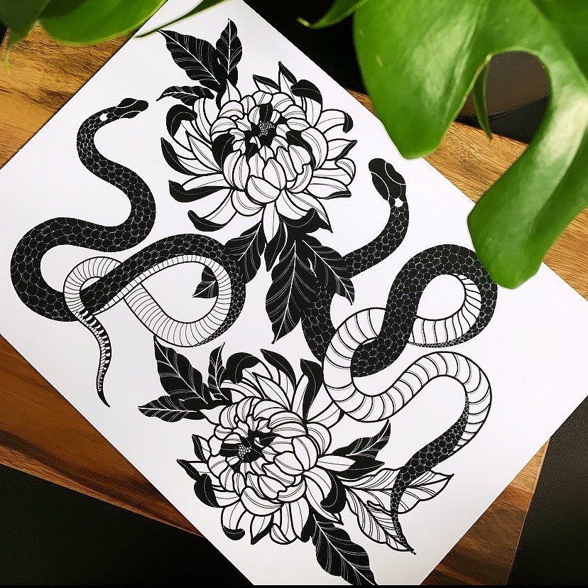 Botanical Snakes Art Print Illustration Botanical Prints - Etsy