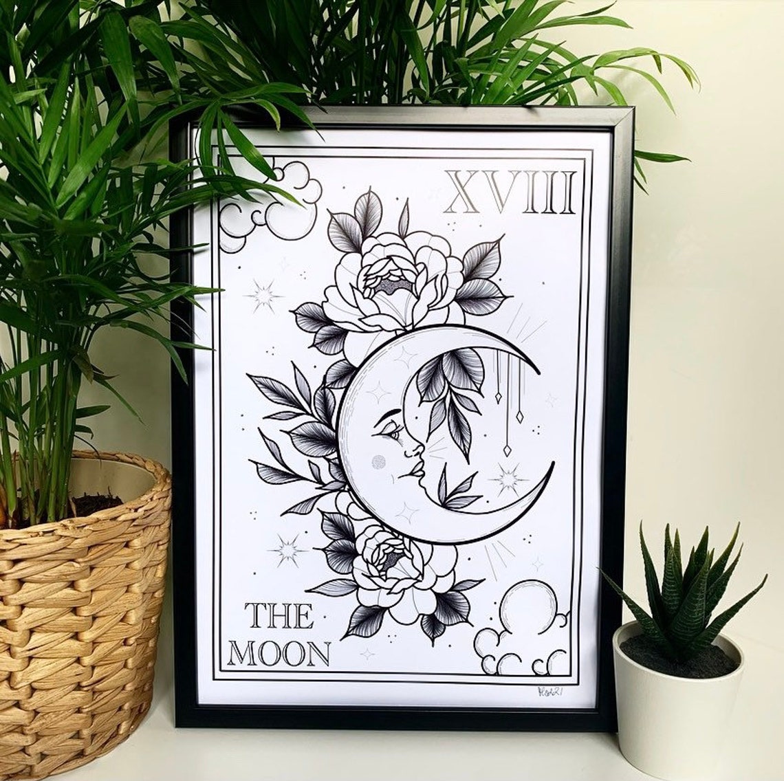 THE MOON Tarot Card Art Print Illustration Wall Decor A4 - Etsy UK