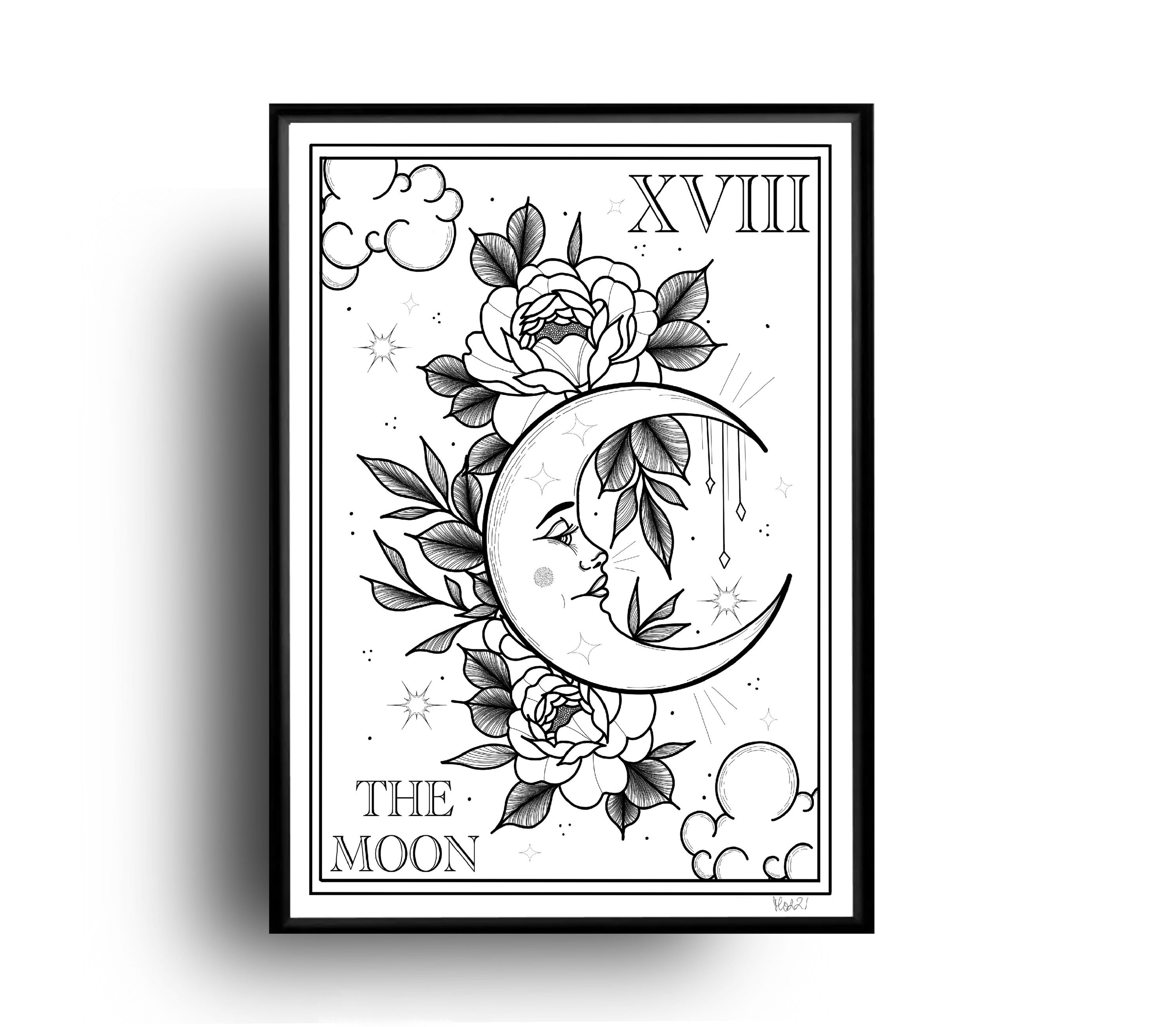 THE MOON Tarot Card Art Print Illustration Wall Decor A4 - Etsy UK