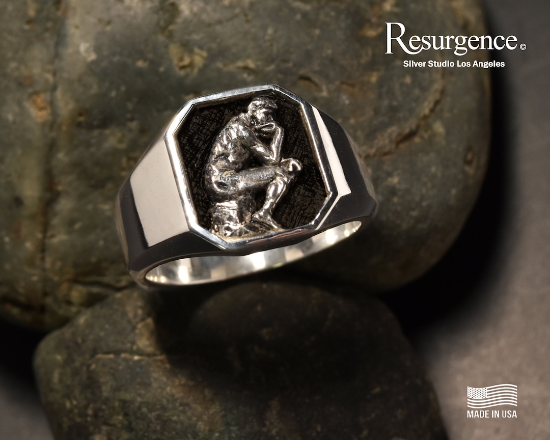 Men's "the Thinker" Sculpture Ring - Etsy