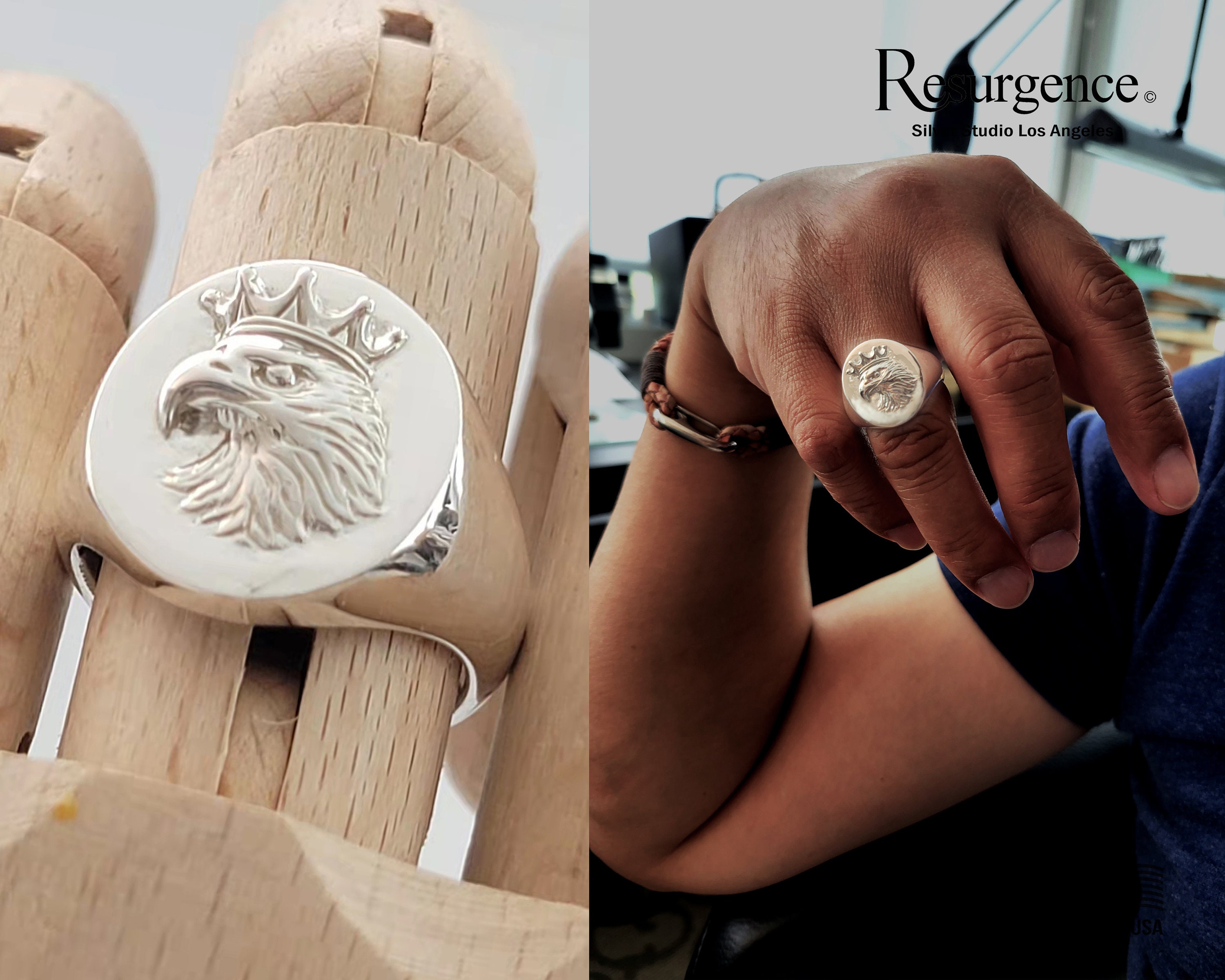 Eagle Wearing Crown Eagle Head Men's Ring - Etsy