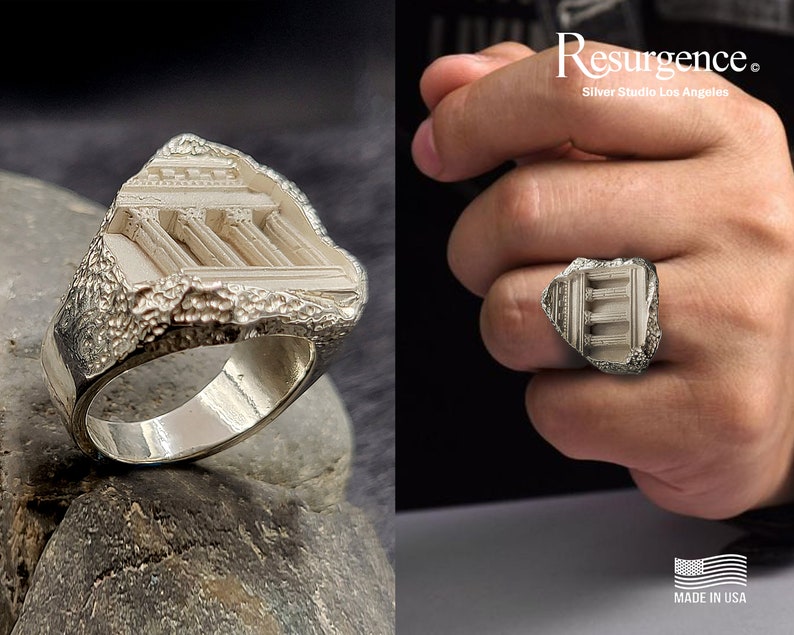 Ancient Greek Temple Men's Ring Detailed Designs of - Etsy