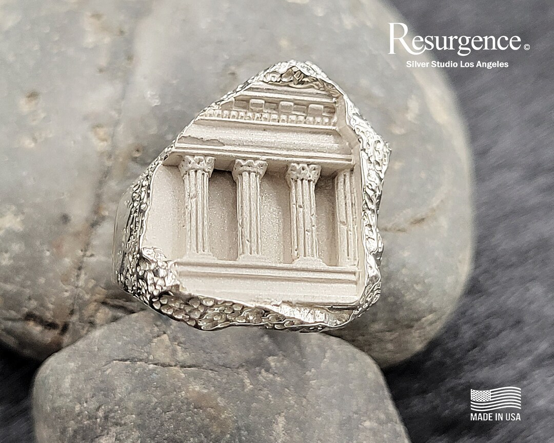 Ancient Greek Temple Men's Ring Detailed Designs of Pillars and Rustic ...