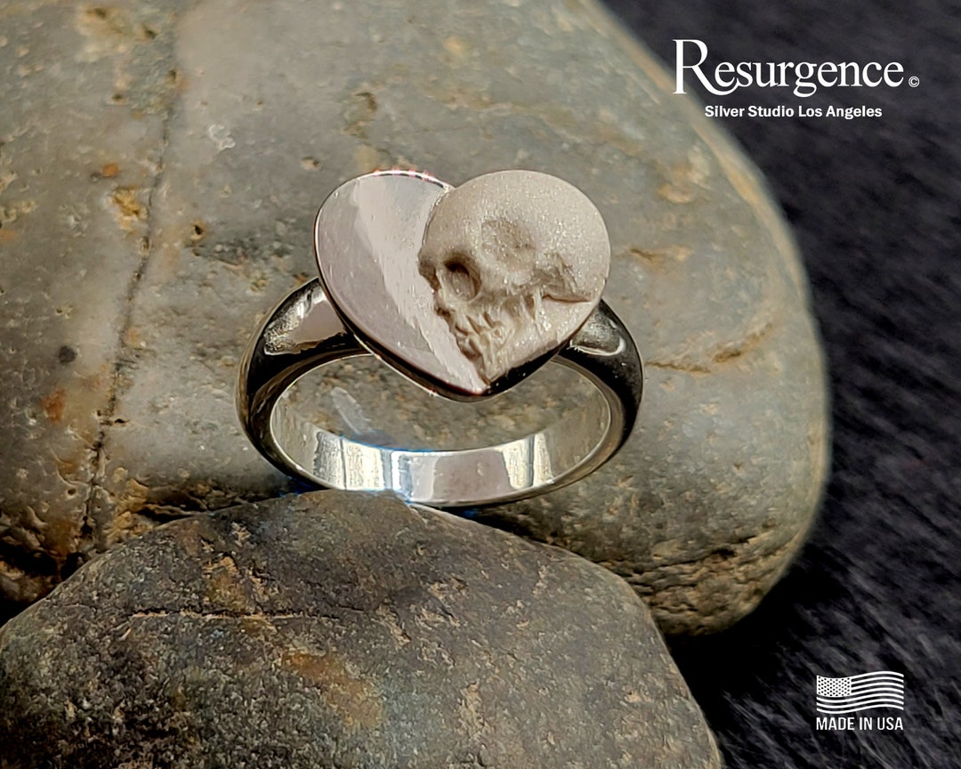 Heart and Skull Ring - Etsy