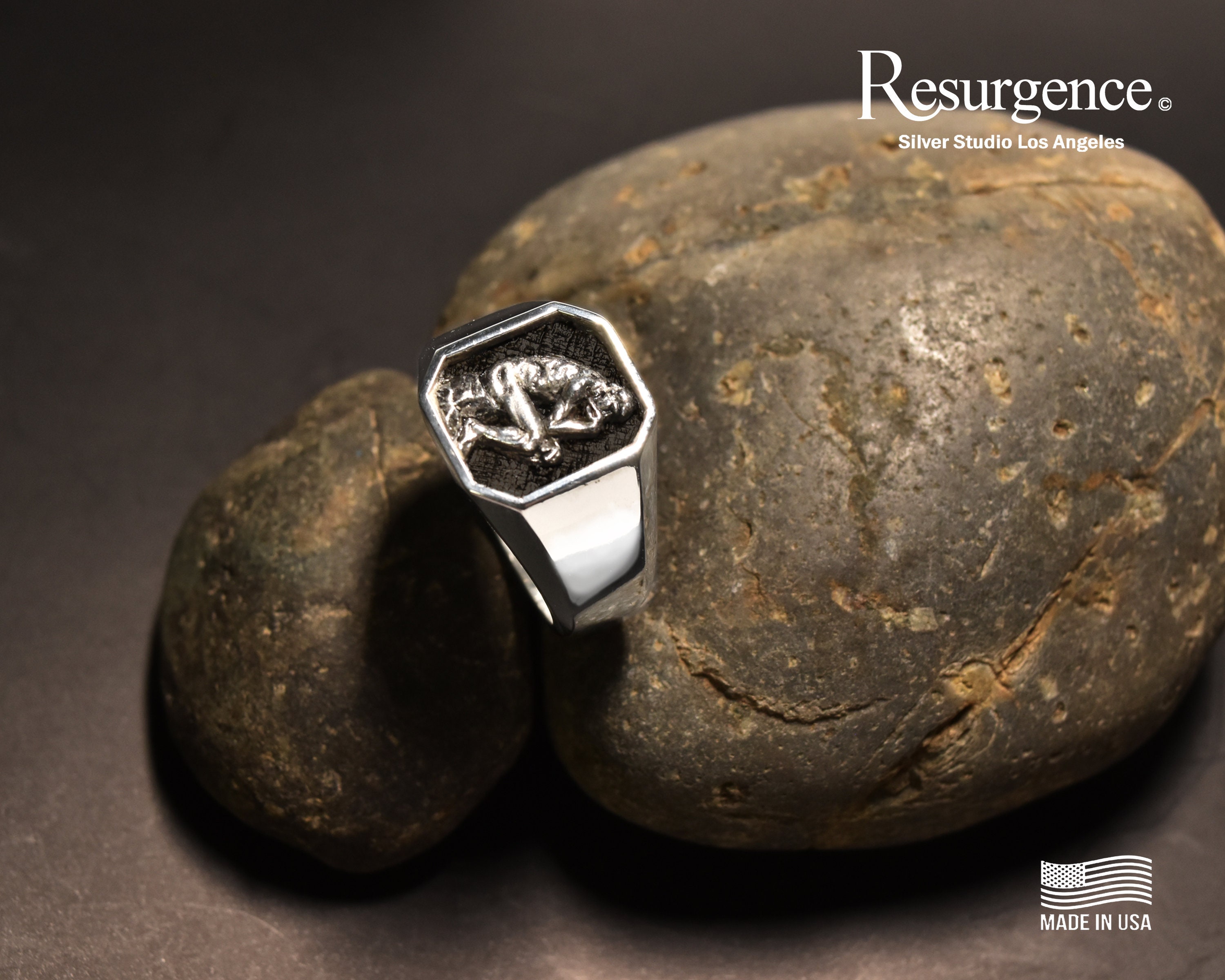 Men's the Thinker Sculpture Ring - Etsy