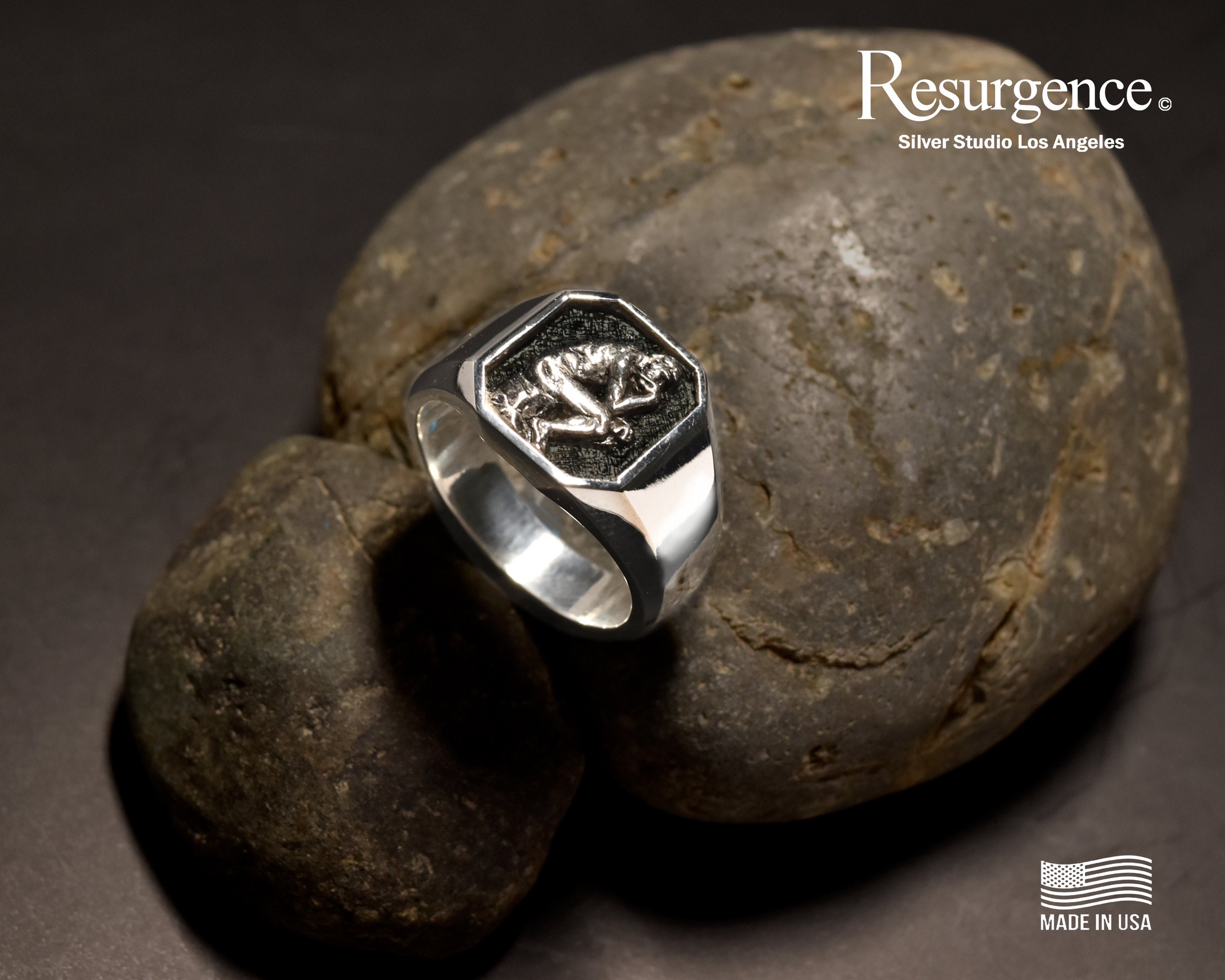 Men's the Thinker Sculpture Ring - Etsy