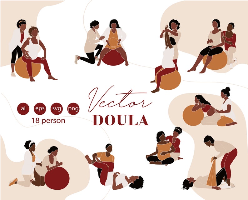 Doula Abstract Woman Clipart SVG PNG Ai EPS - Etsy
