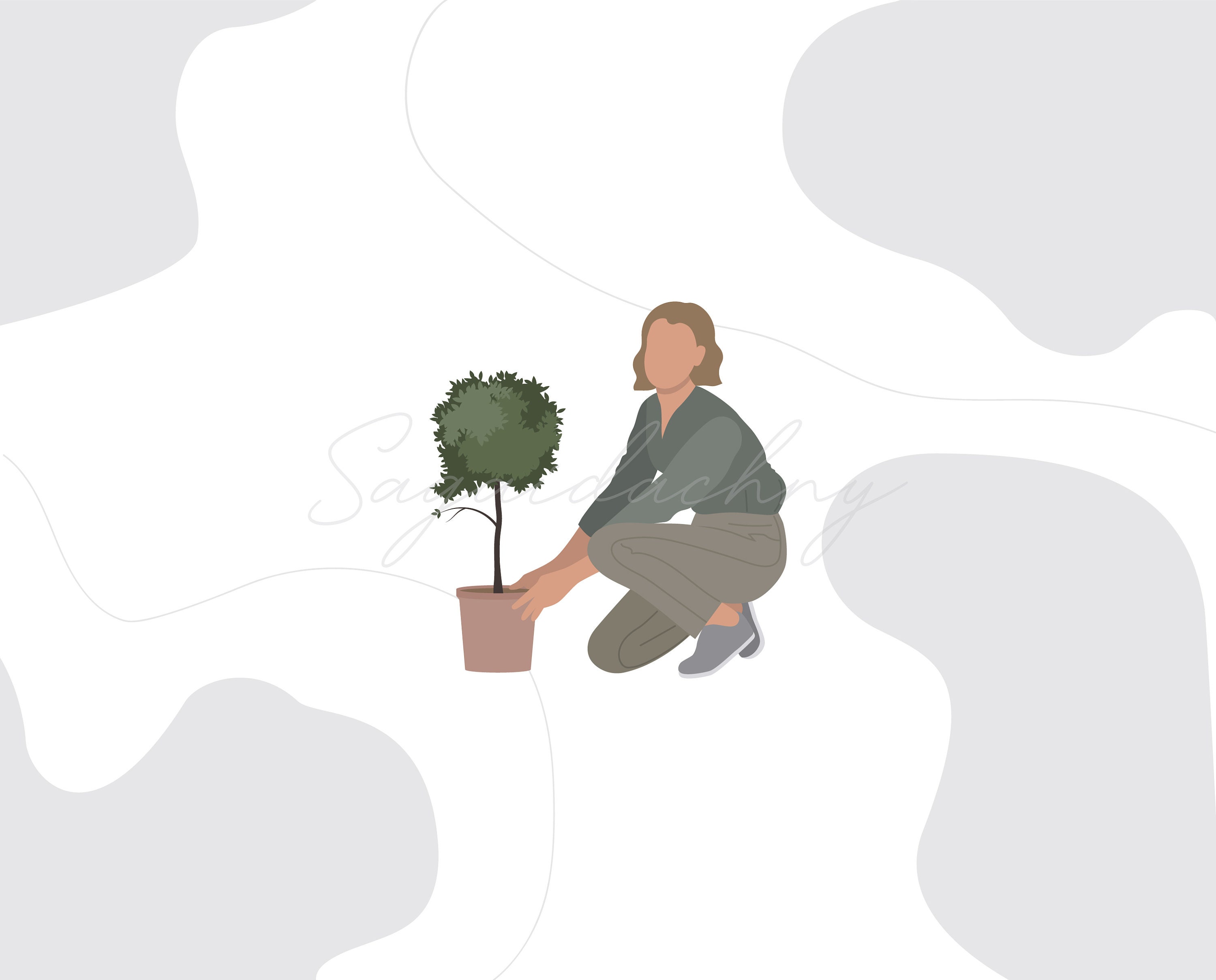 Flat Vector Illustration GARDENING Clip Art Set - Etsy