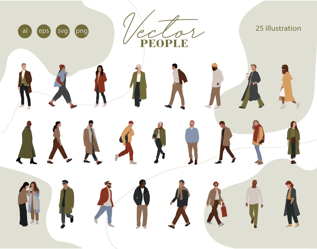 Flat Vector People Illustration - People Clipart 25 Illustration - Etsy