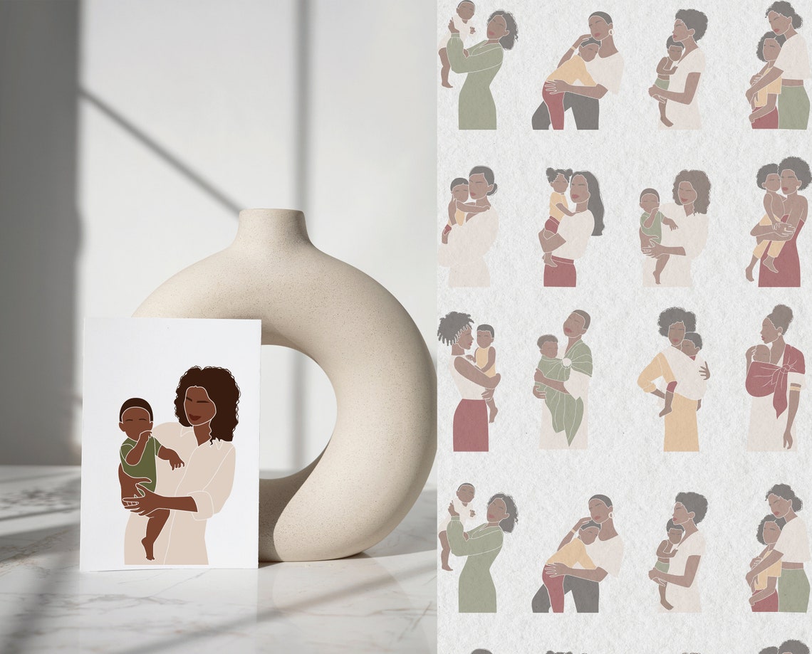 Mother and Child - Abstract African Woman Clipart SVG PNG Ai EPS - Etsy