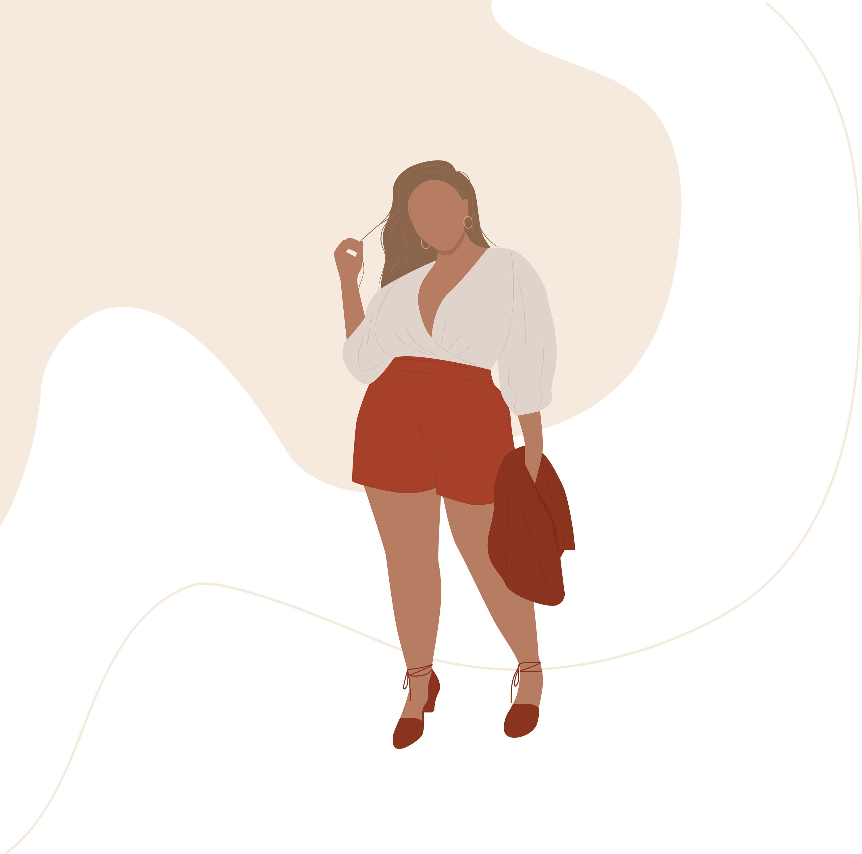 Curvy Woman 15 Person - Flat Vector People Illustration - Cutout - Plus ...