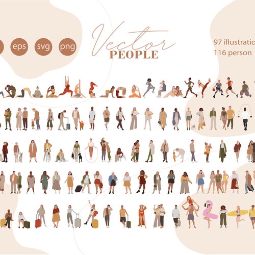 Flat Vector Cutout People 81 Pieces | Etsy