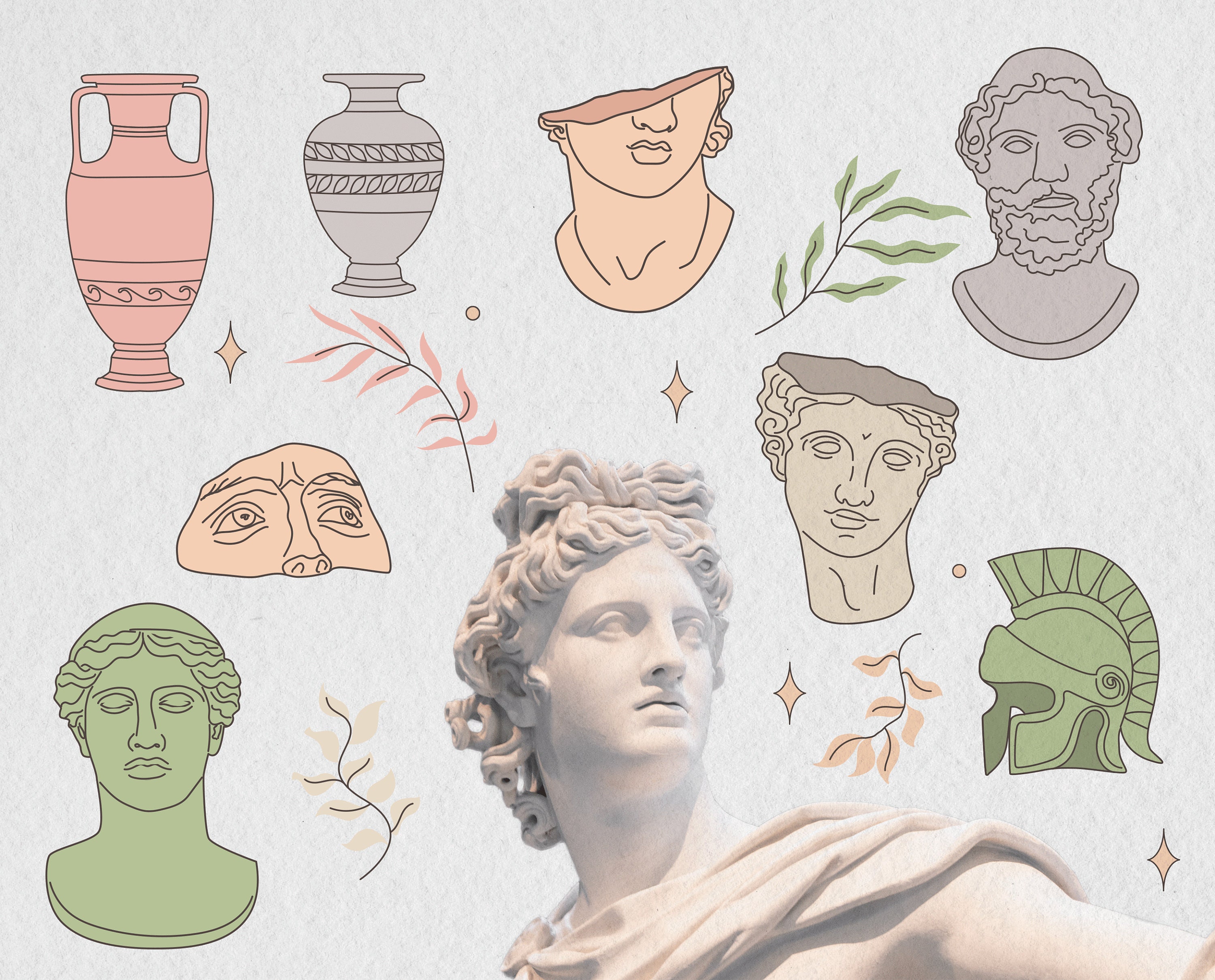 Vector Ancient Greek Sculptures Ai SVG PNG EPS - Etsy