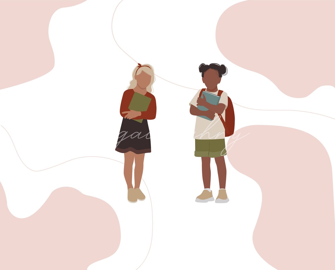 Flat Vector Children Illustration PNGSVG SCHOOL Kids - Etsy