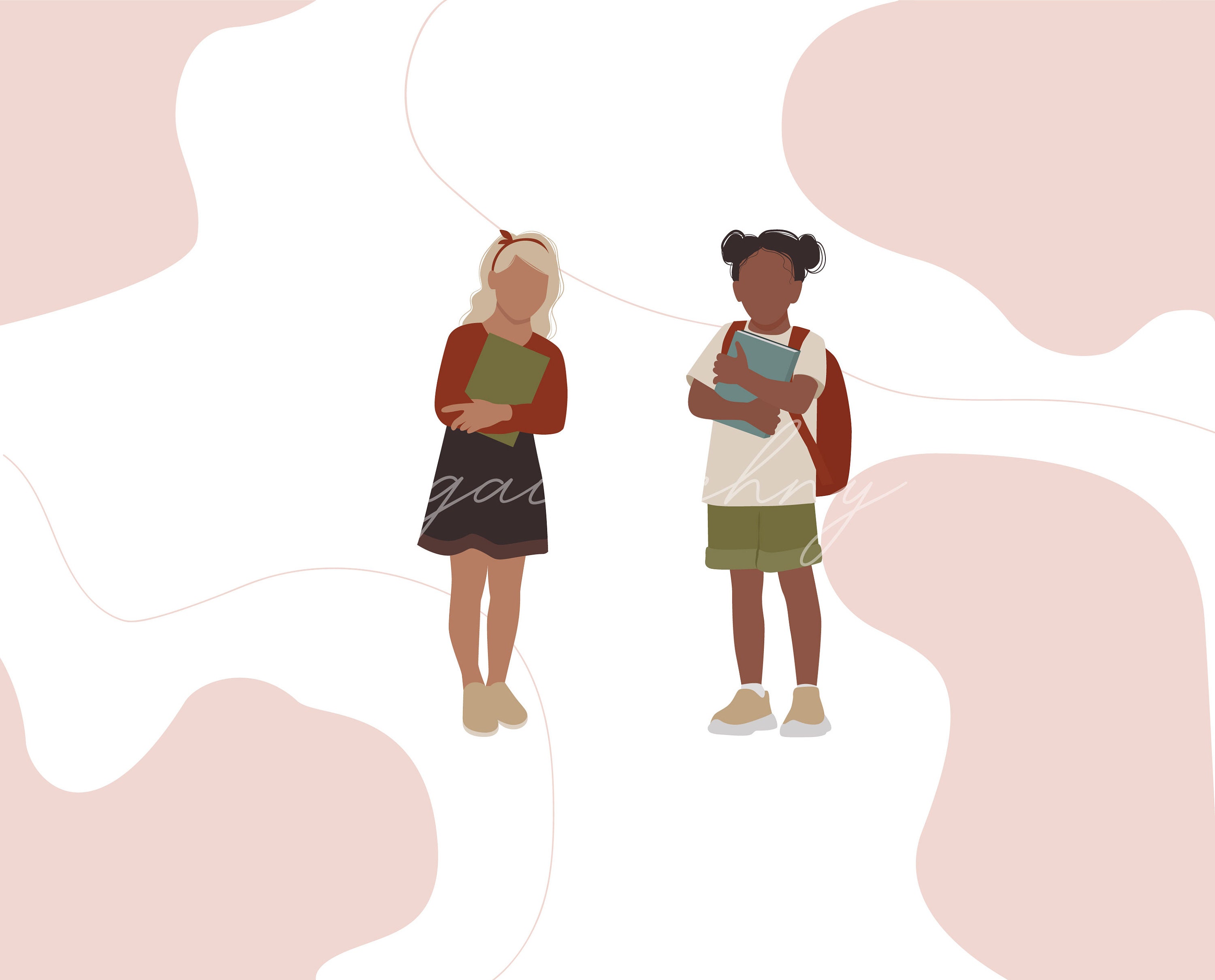 Flat Vector Children Illustration PNGSVG SCHOOL Kids - Etsy