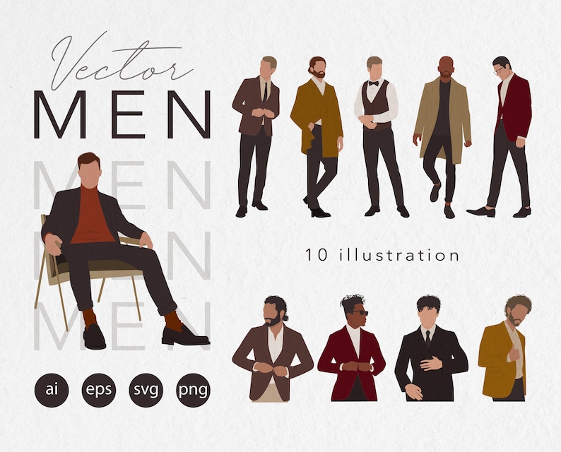Abstract Man Clipart - Flat Vector Illustration - PNG SVG - 10 ...