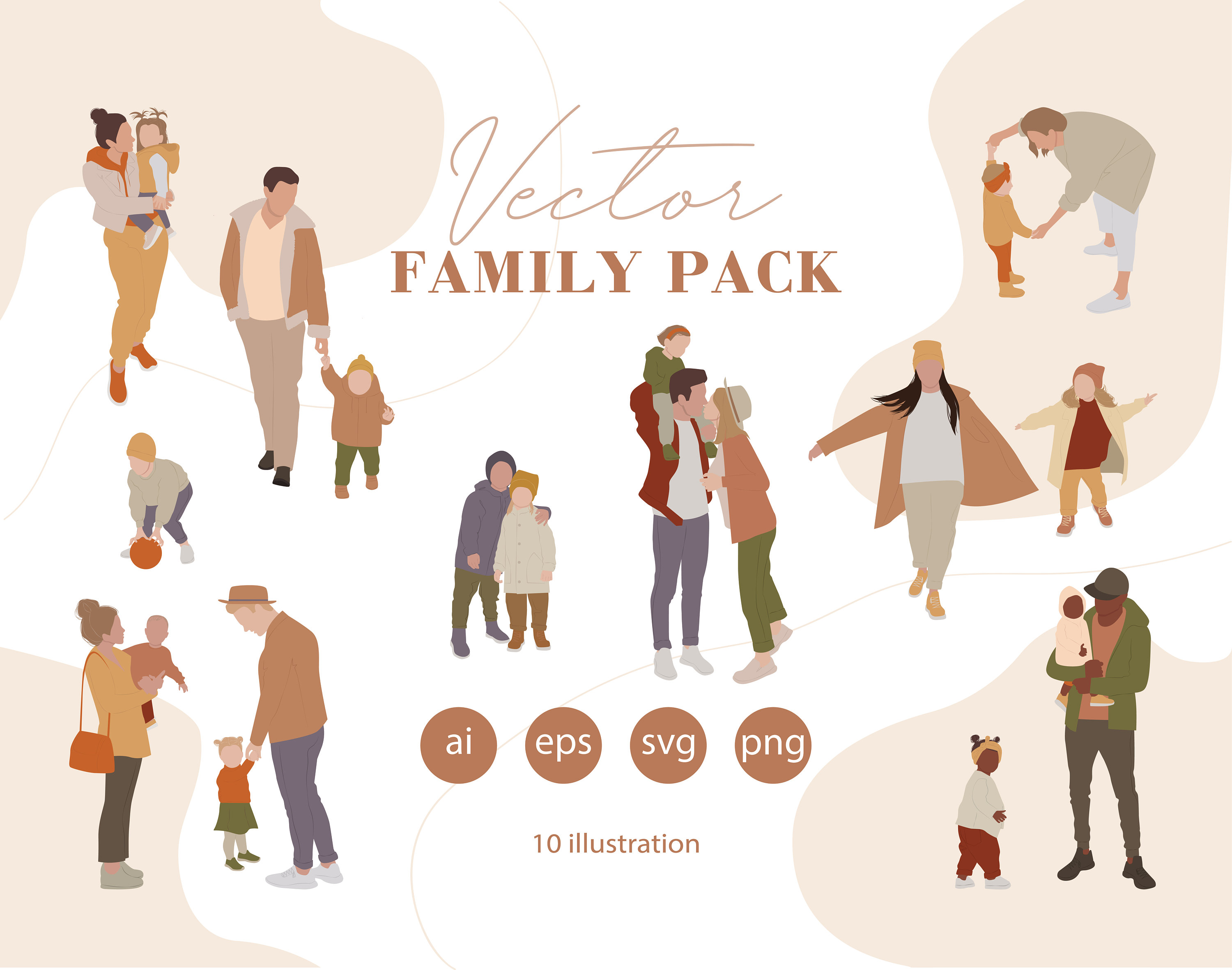 Flat Vector People Illustration - Family Clipart - Etsy