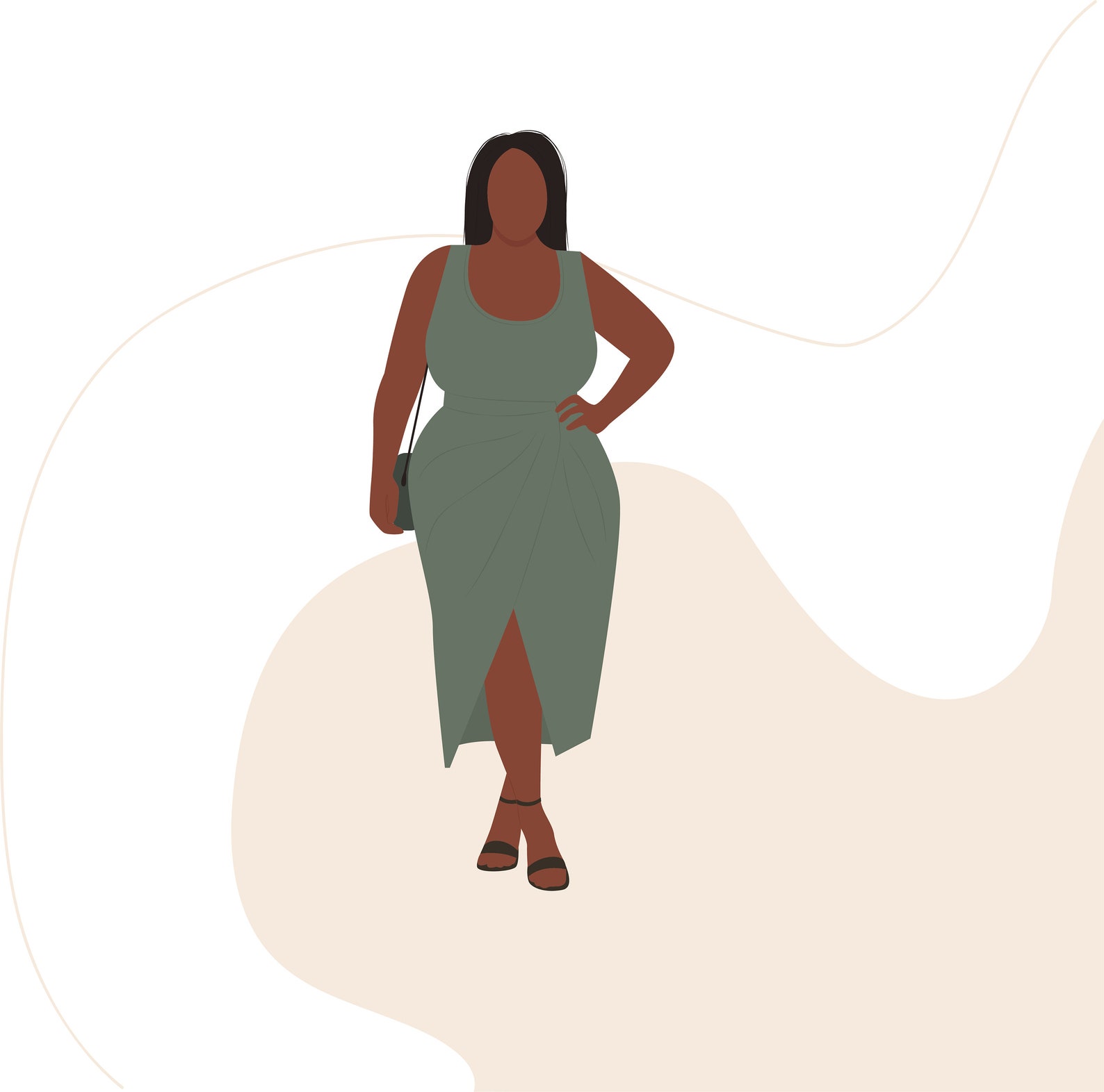 Curvy Woman 15 Person Flat Vector People Illustration Cutout Plus Size ...