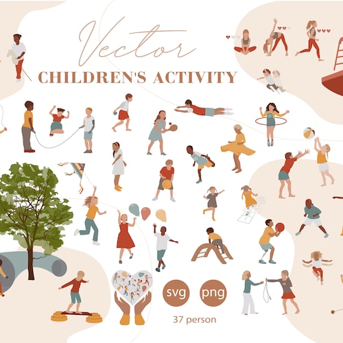 Flat Vector Children Illustration PNGSVG - Etsy
